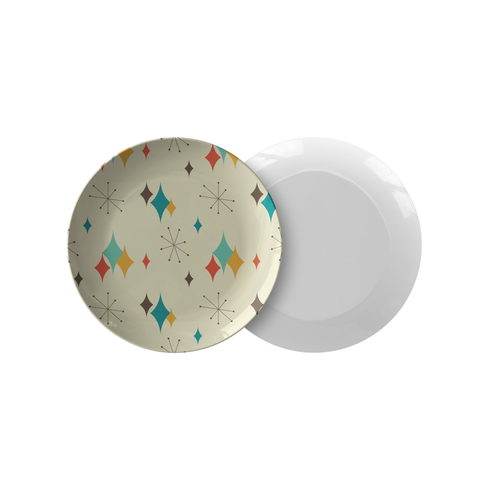 Mid Century Modern Atomic Diamond Starburst Dinner Plate, Retro Beige ...