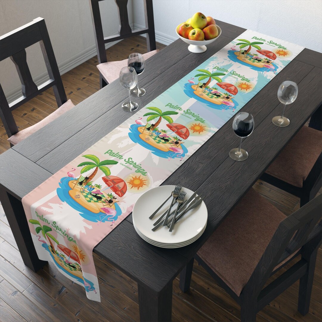 Palm Springs Table Runner: Retro Flamingo Beach MCM Decor - Etsy