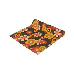 1970s Mid Century Modern Boho Floral Table Runner, Retro Table Runner ...