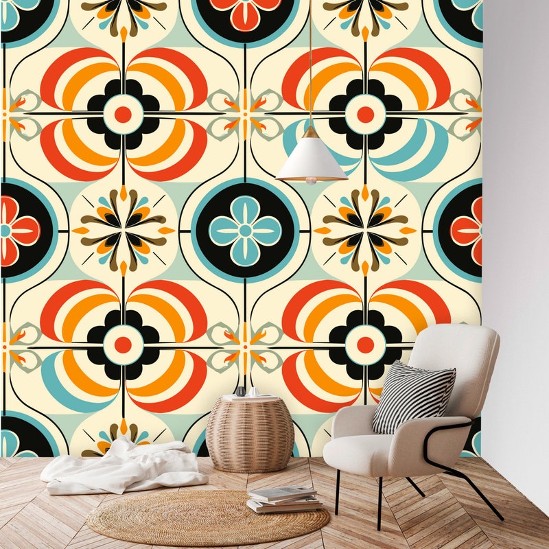 Mid Century Modern Wallpaper - Etsy