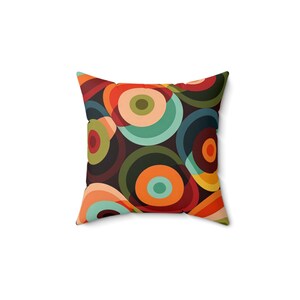 Retro Mid Mod Geo-psychedelic Circles Throw Pillow, MCM Teal Orange ...