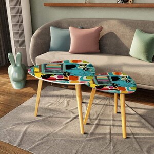 Atomic Cat Retro TV Nesting Tables, Mid Century Modern Amoeba Coffee ...
