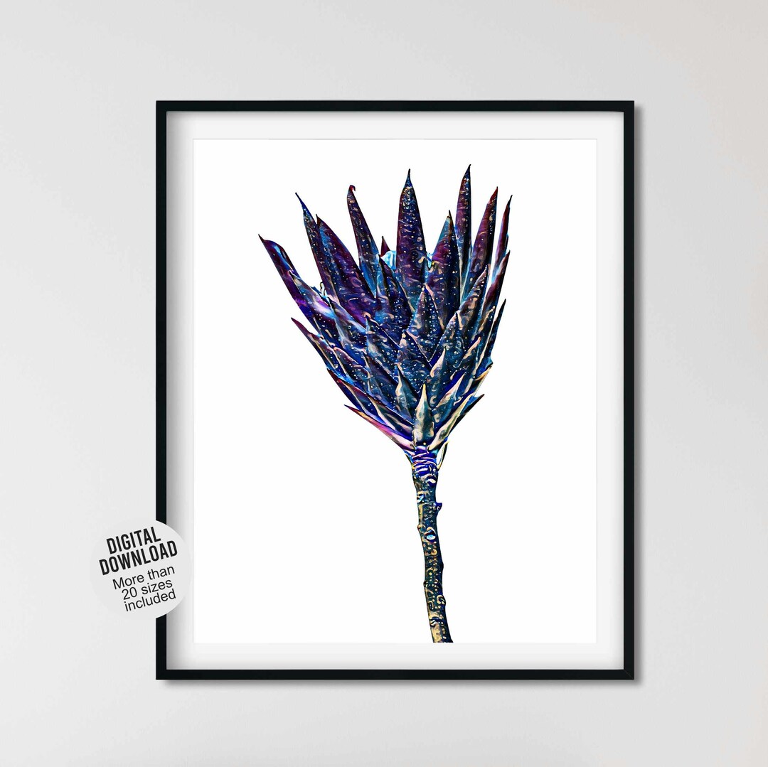 Fantasy Abstract Single Flower Print - Printable Wall Art of a Dark ...