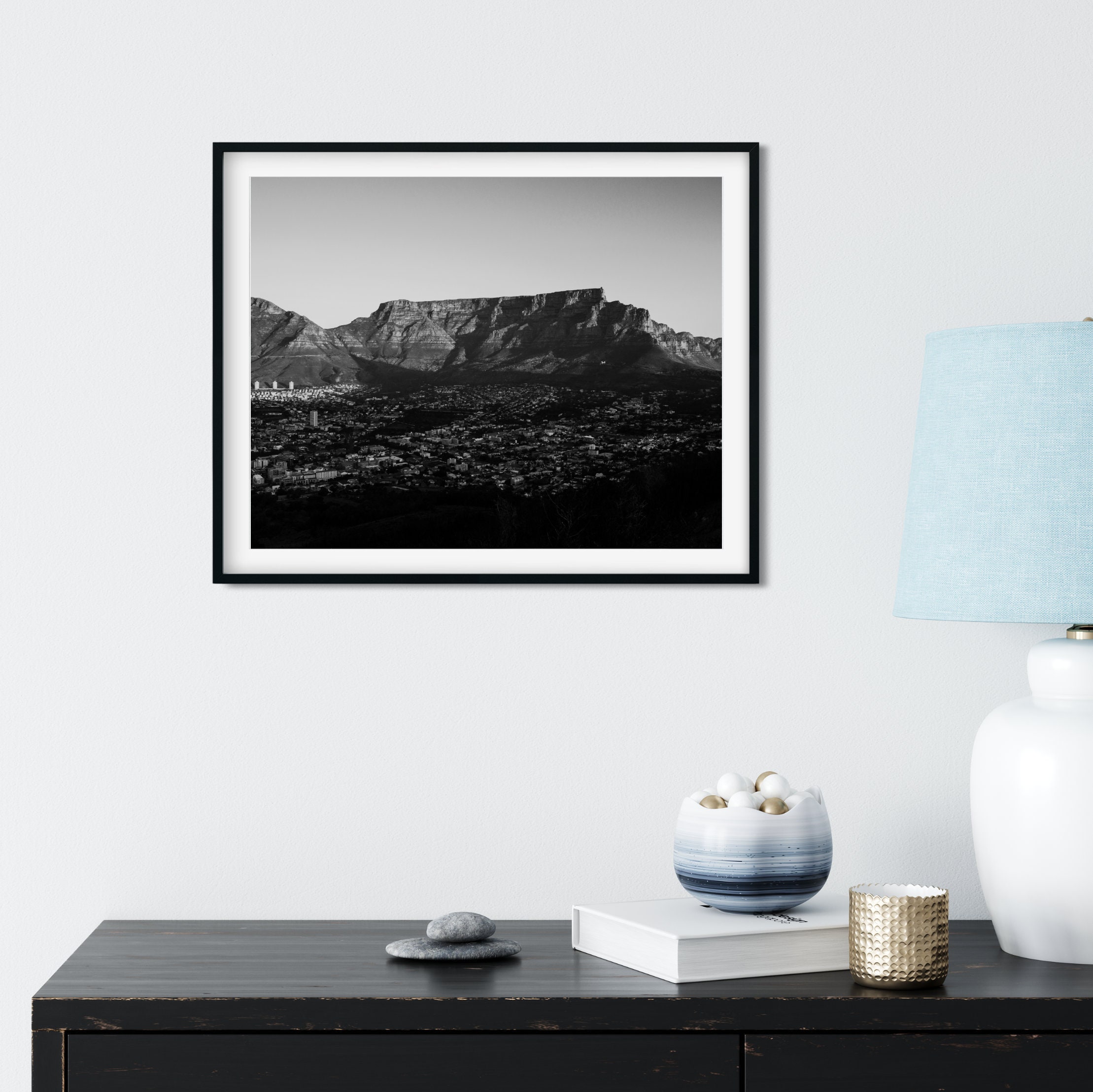 Table Mountain Picture in Cape Town South Africa, Black and White ...