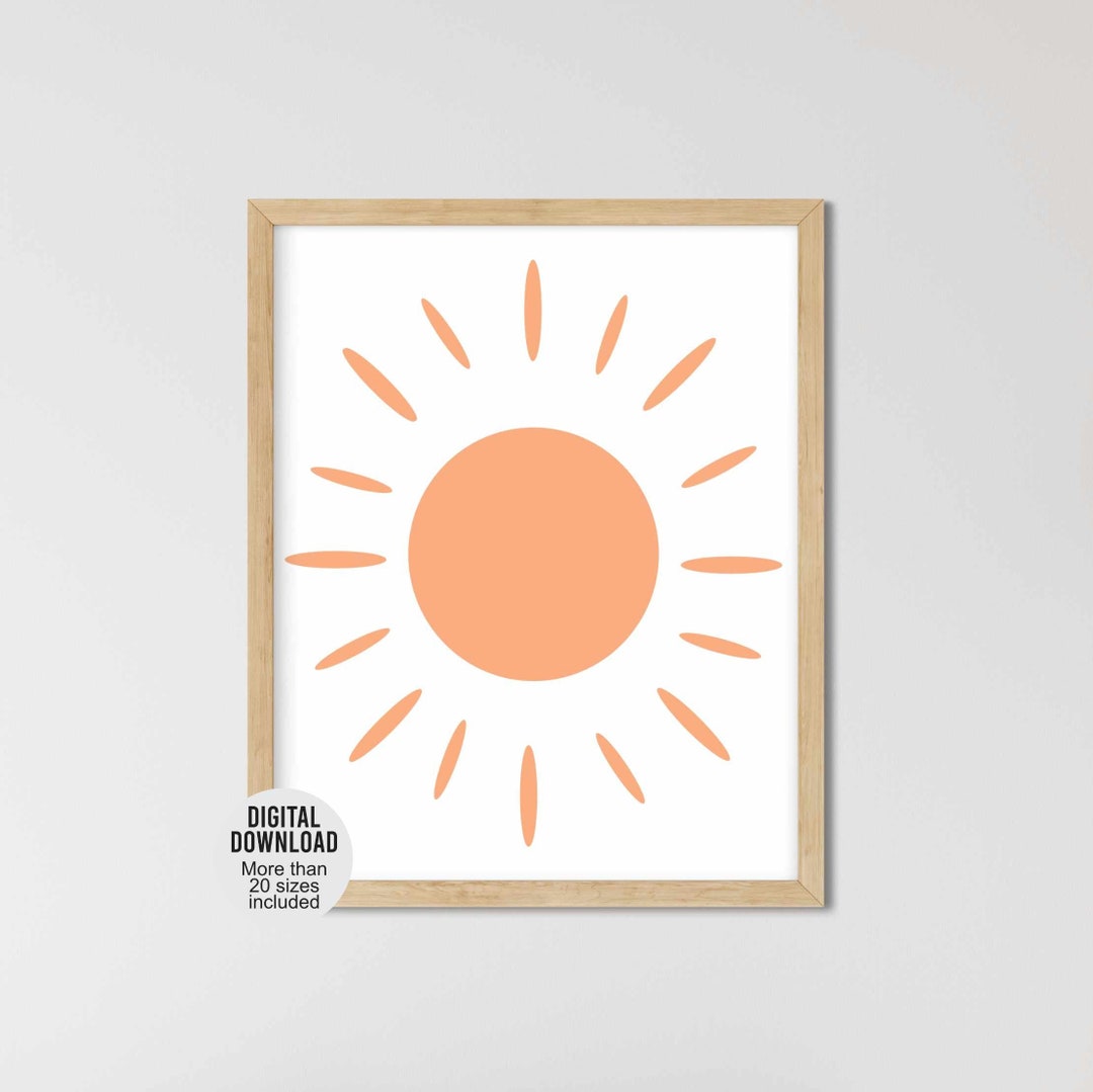 Printable Simple Sunshine Nursery Wall Art, Minimalist Sun Print for ...