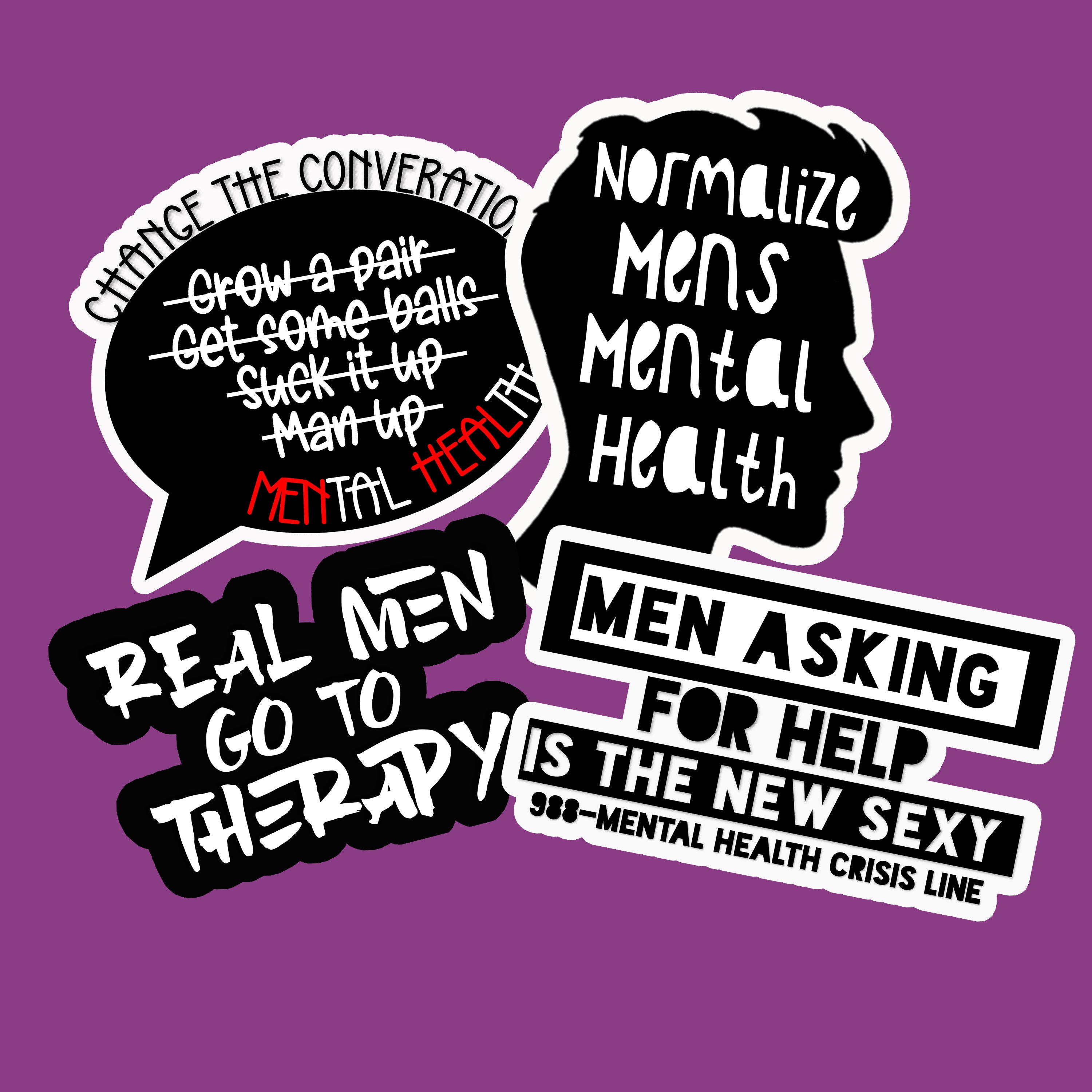 Men's Mental Health Matters Sticker Pack-real Men Go to - Etsy