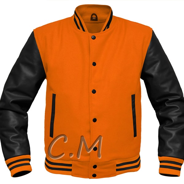 Orange and Black Lettermans Jacket - Etsy