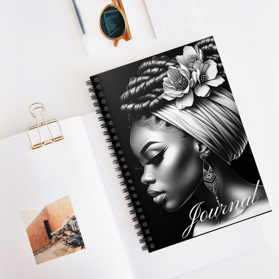 Black Women Journal Notebook Matte, Black Girl Journal Stationery ...