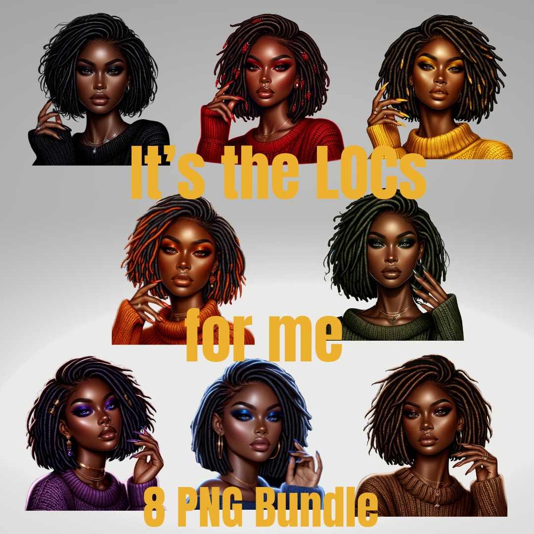 Black Women Locs PNG Bundle Clip Art, 8 PNG Images, - Etsy