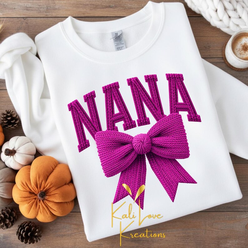 NANA Bow Knit Clipart PNG | Cozy Holiday Sweater | Christmas NANA Shirt ...