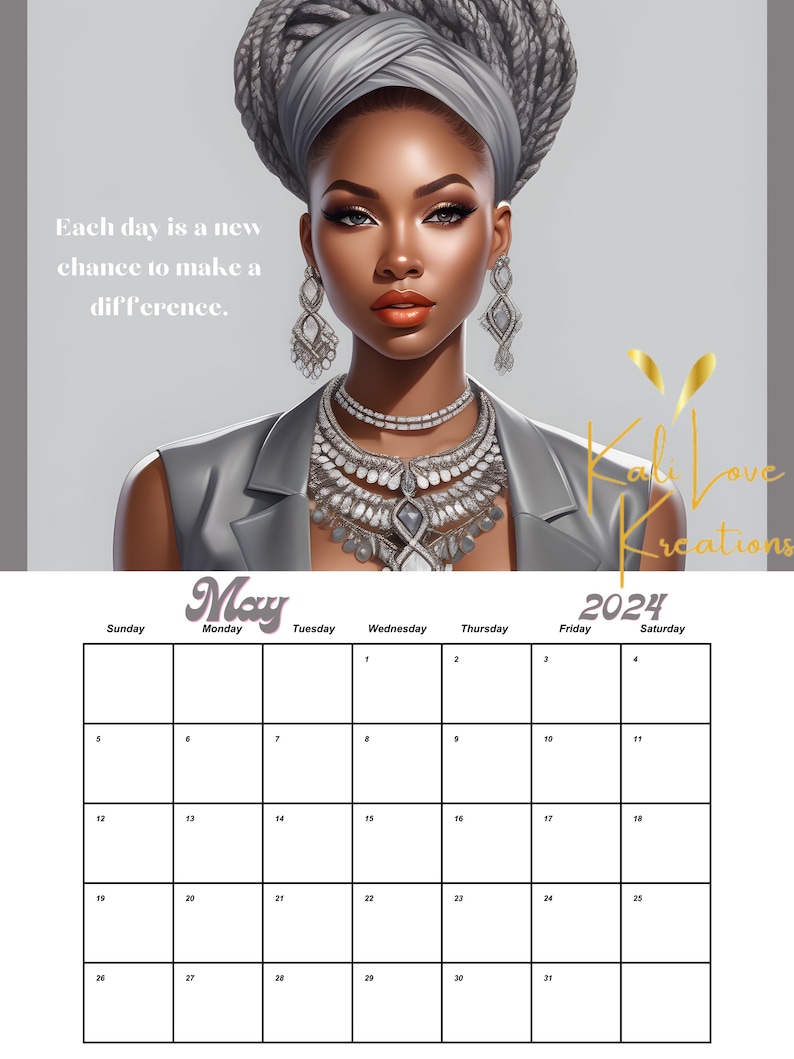 Black Woman Affirmation 2024 Monthly Calendar Instant Download ...