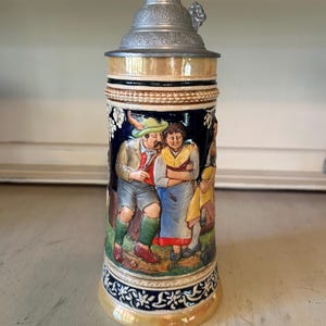 Vintage German Stein With Lid - Etsy