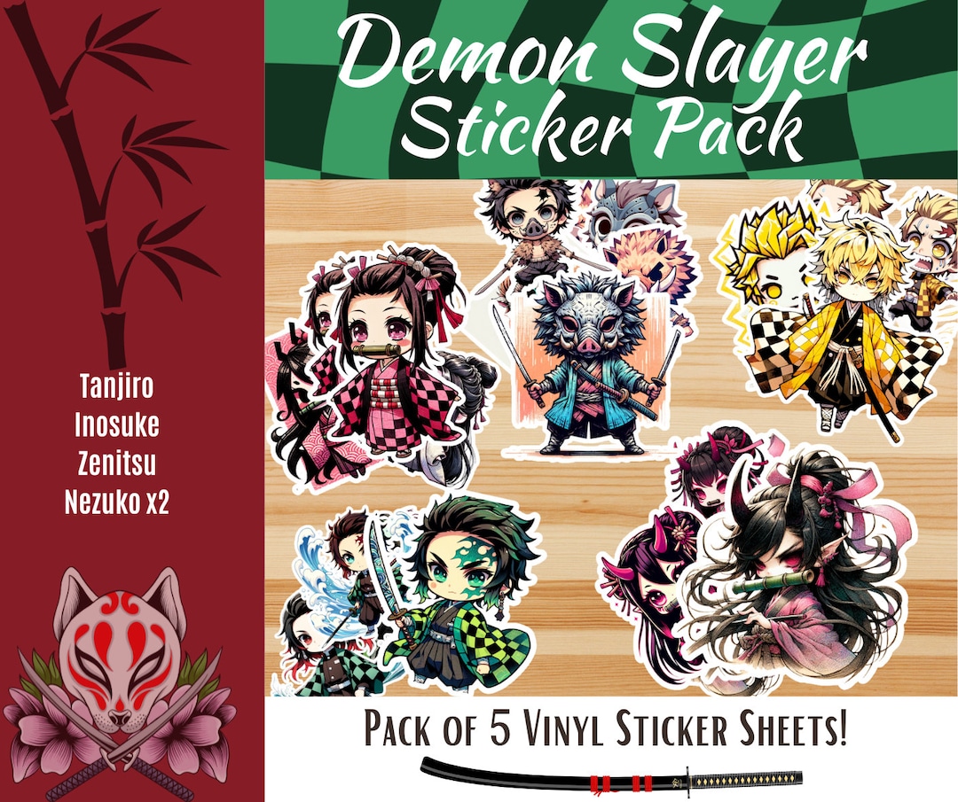 Demon Slayer Vinyl Sticker Pack, Nezuko Stickers, Tanjiro Stickers ...