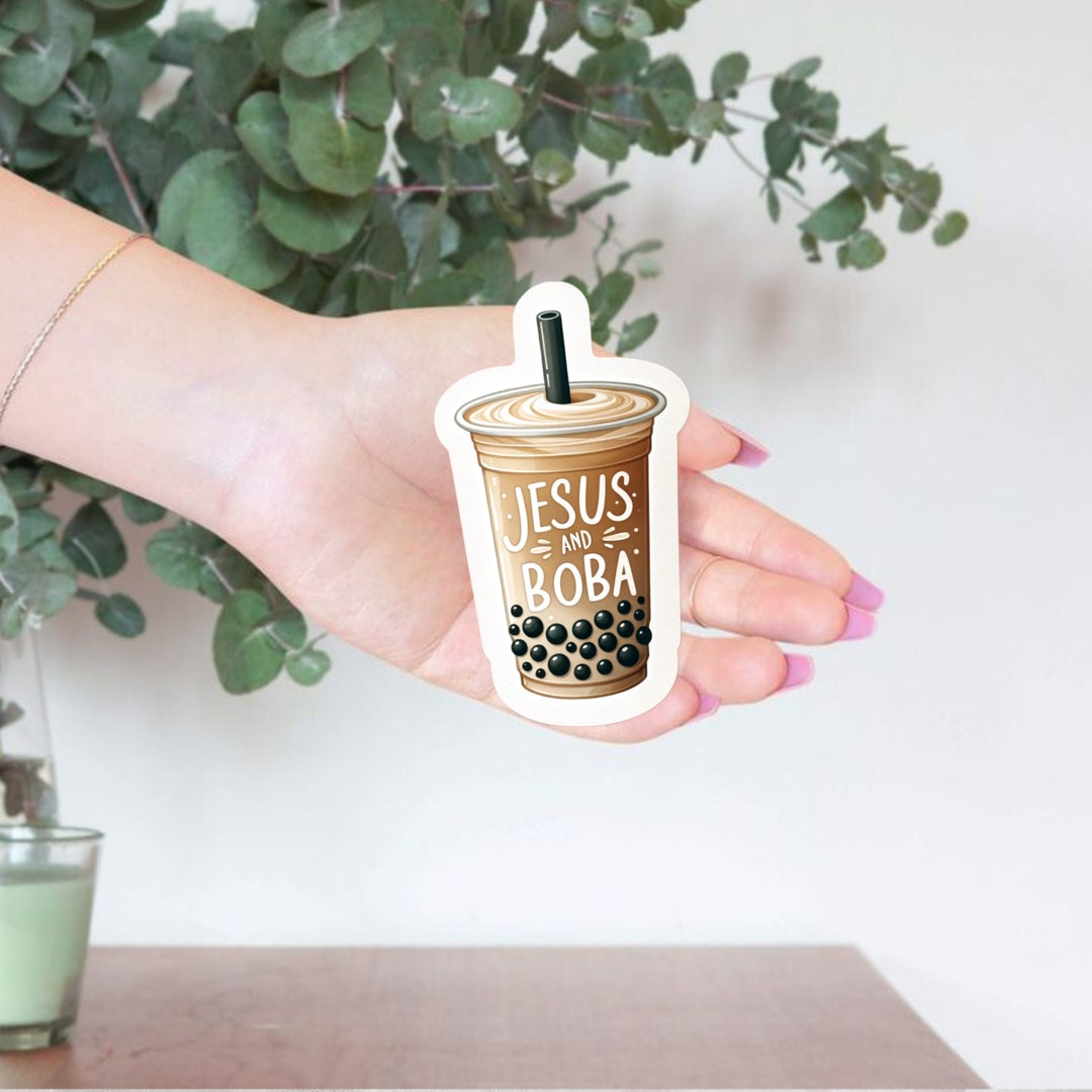 Jesus and Boba Tea Vinyl Sticker, Jesus Vinyl Sticker, Christian Faith ...