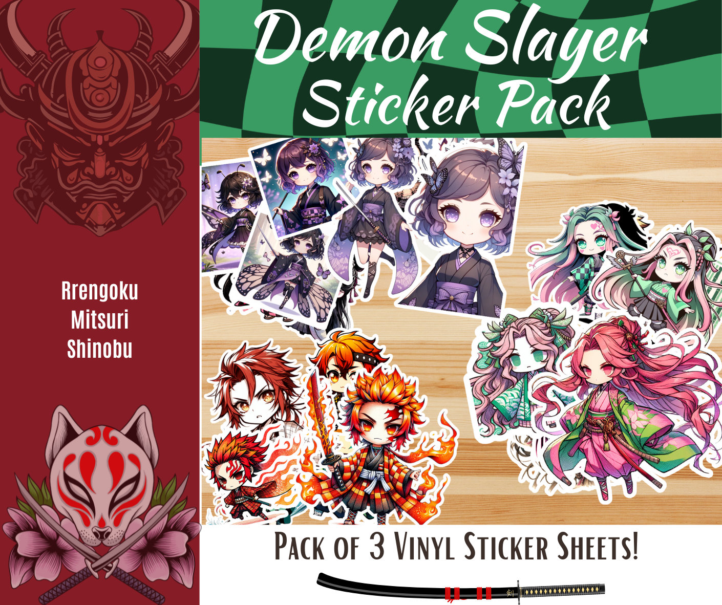 Demon Slayer Vinyl Sticker Pack, Mitsuri Demon Slayer Sticker, Demon ...