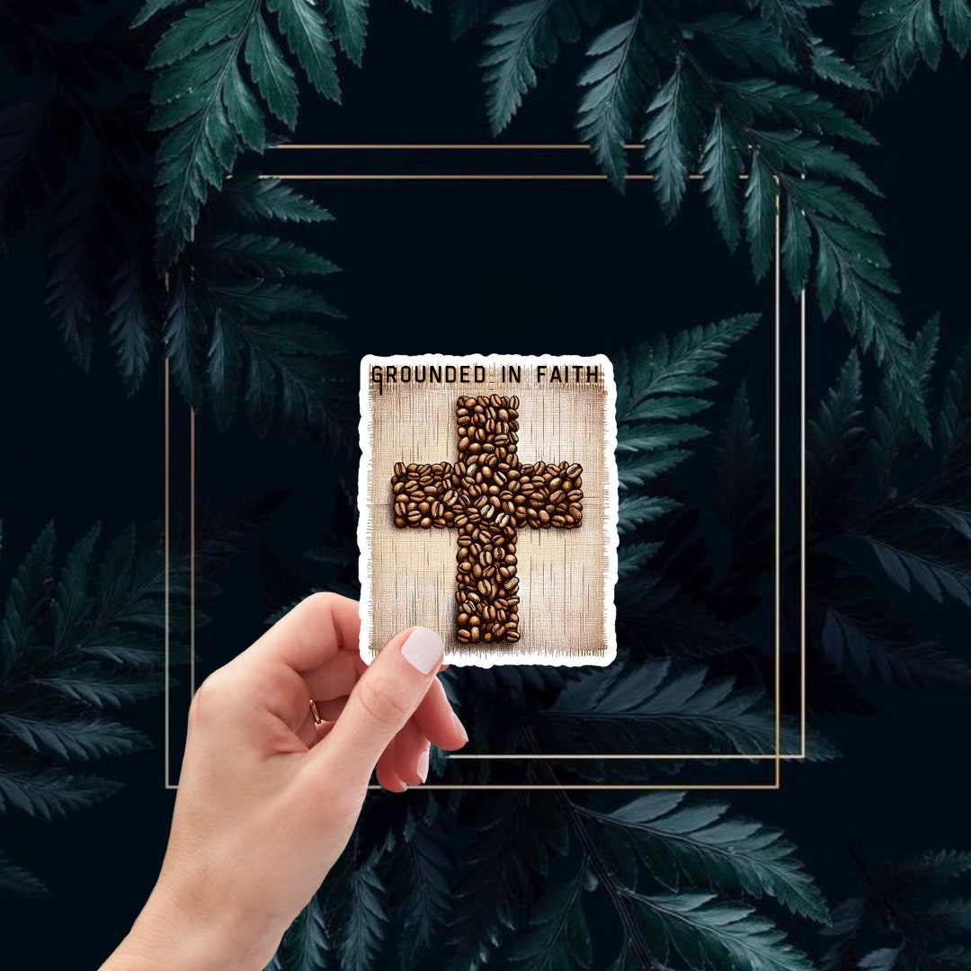 Christian Cross Sticker Coffee Bean Cross Sticker Cross Vinyl Sticker ...