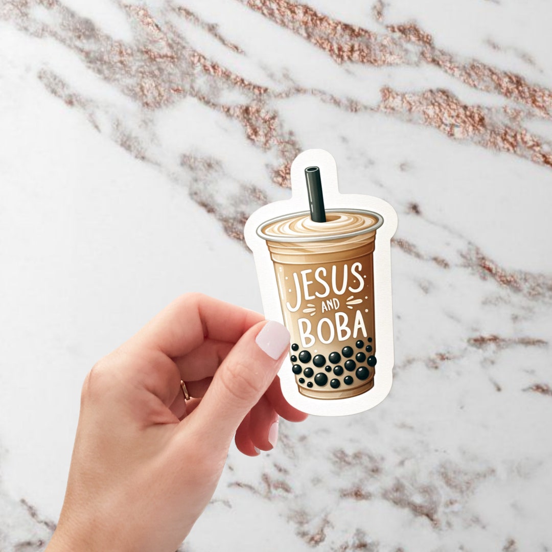 Jesus and Boba Tea Vinyl Sticker Tea Lover Sticker Jesus Vinyl Sticker ...
