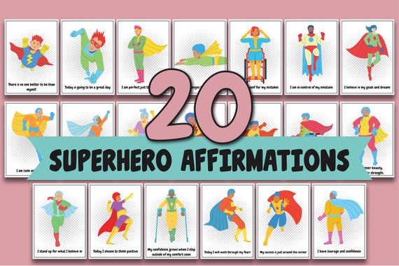 20 Superhero Affirmation Cards Printable Kids Affirmation - Etsy