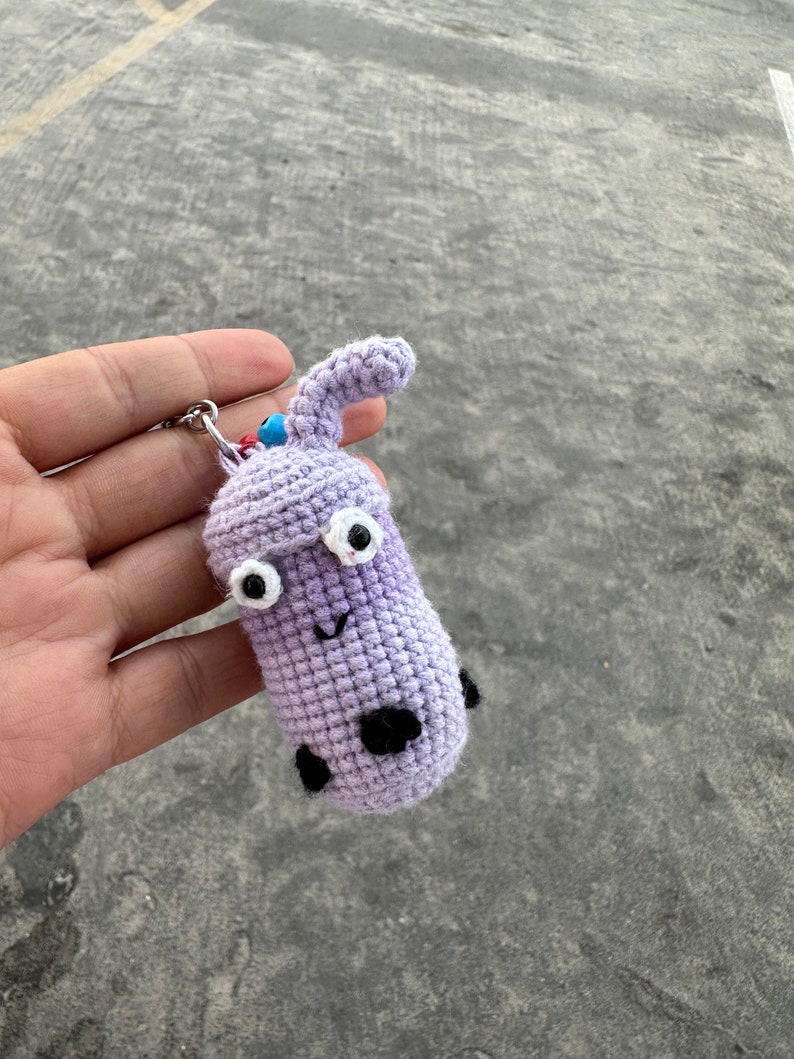 Taro Boba Tea Keychain/ Crochet Keychain/cute Amigurumi Keychain ...