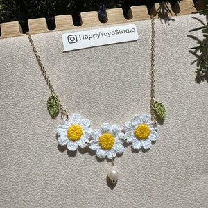 Daisy Necklace/handmade Micro Crochet Necklace/gift for Her - Etsy