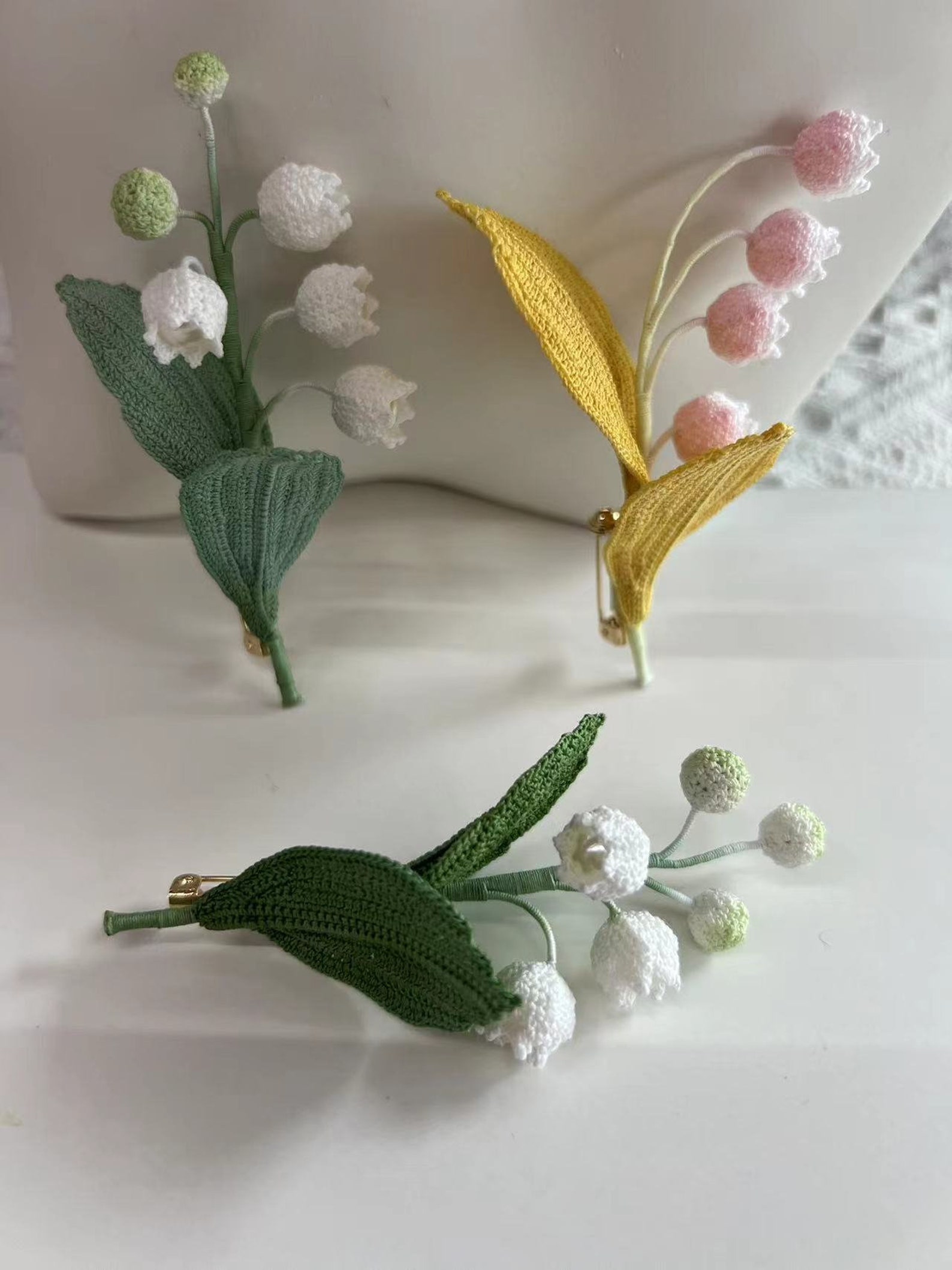 Lily in the Valley Pin/handmade Pins/micro-crochet Pins /14k Gold ...