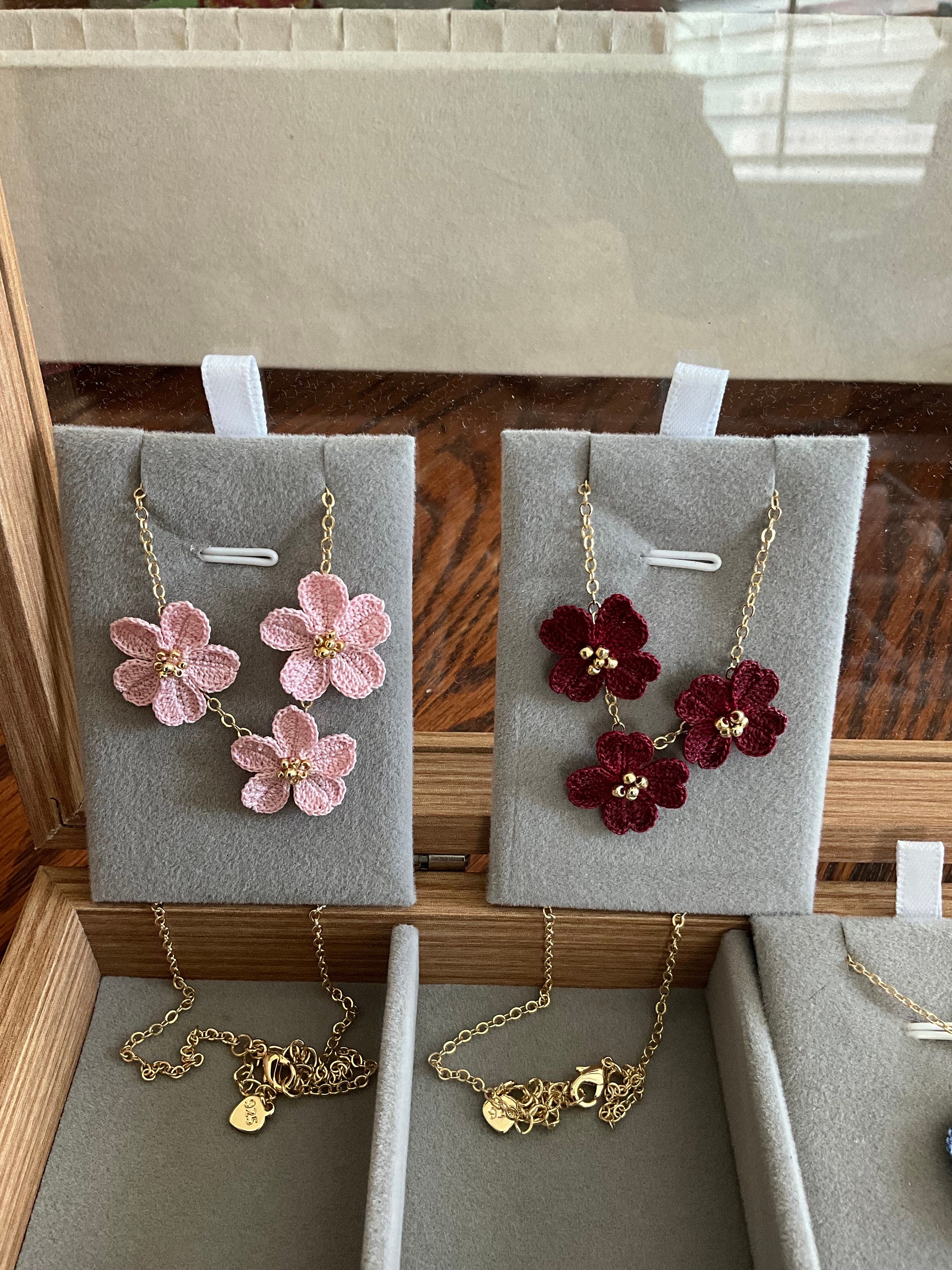 Flower Necklace/handmade Micro Crochet Necklace - Etsy