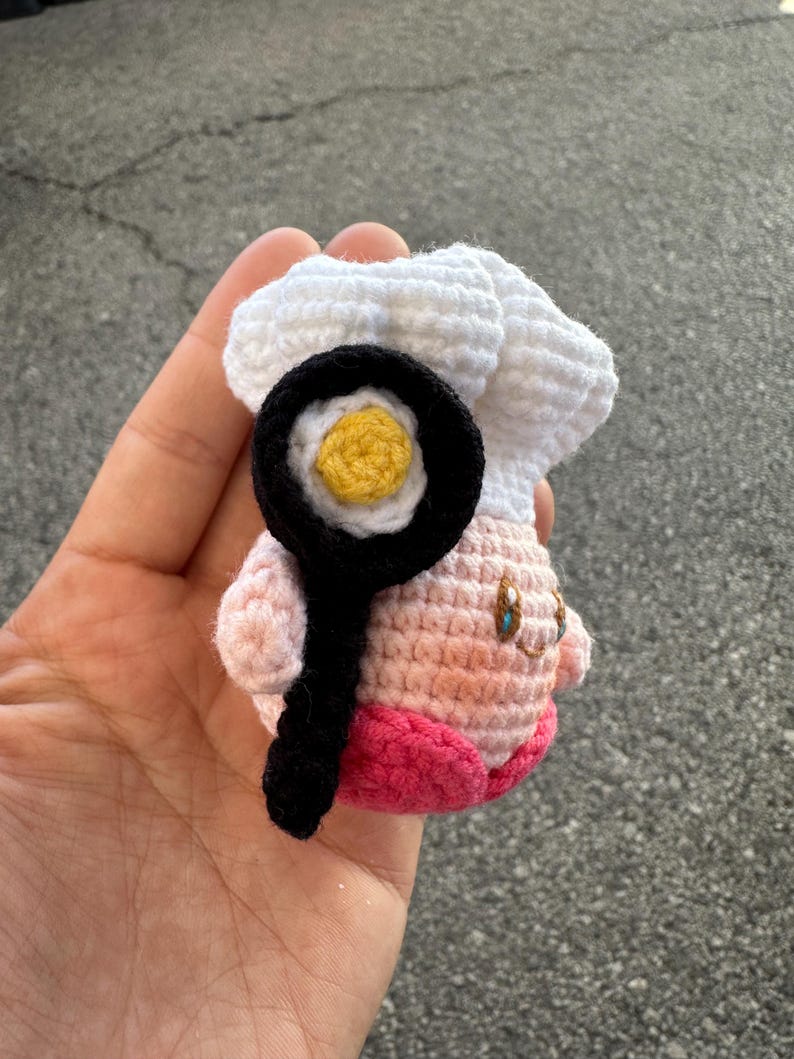 Chef Kirby Keychain/ Crochet Keychain/cute Amigurumi Keychain Handmade ...