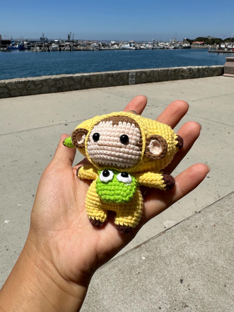 Banana Monkey Curious George Keychain/ Crochet Keychain/cute Amigurumi ...