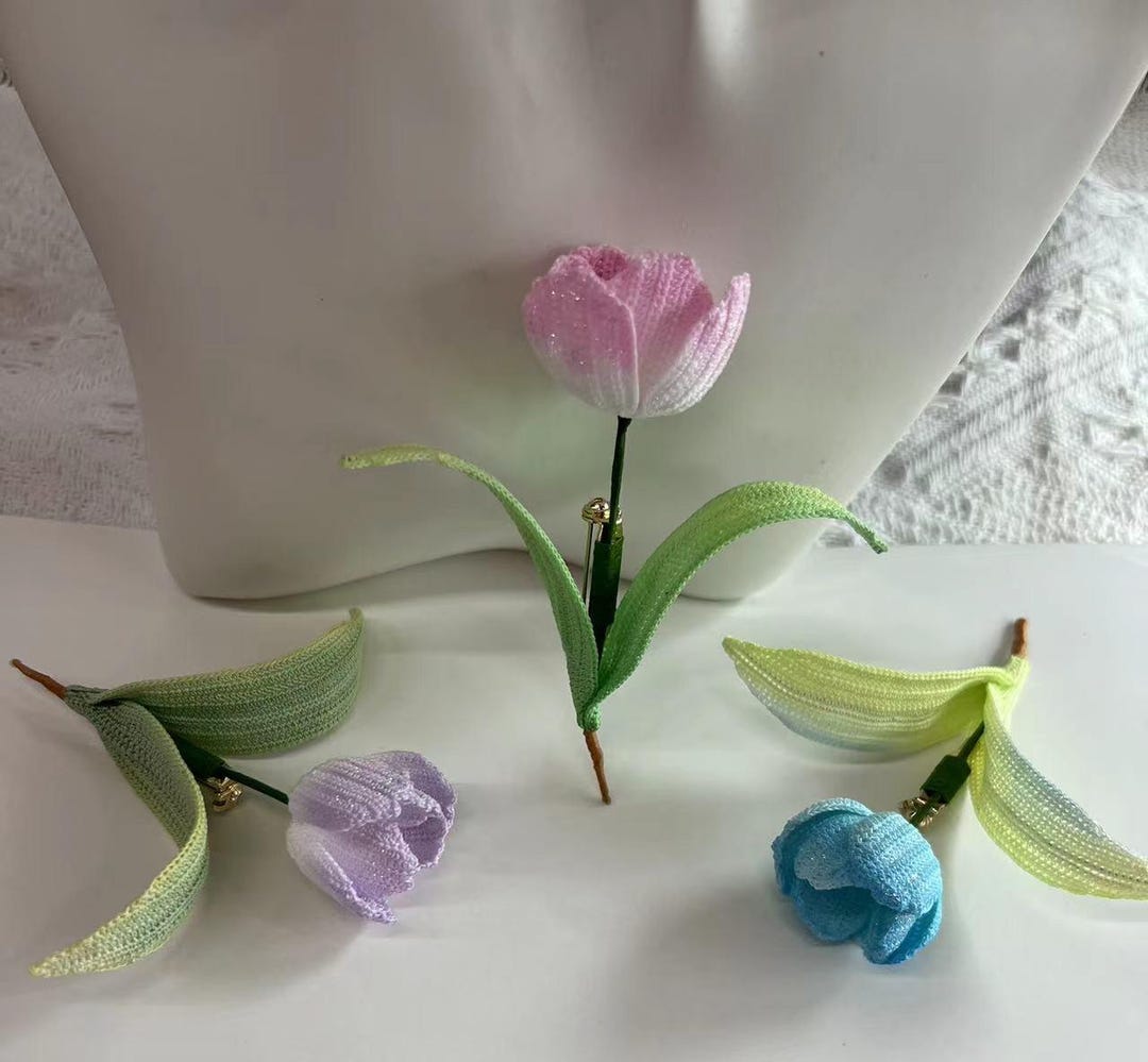 Tulip Pin/handmade Pins/micro-crochet Pins /14k Gold Plated/gift for ...