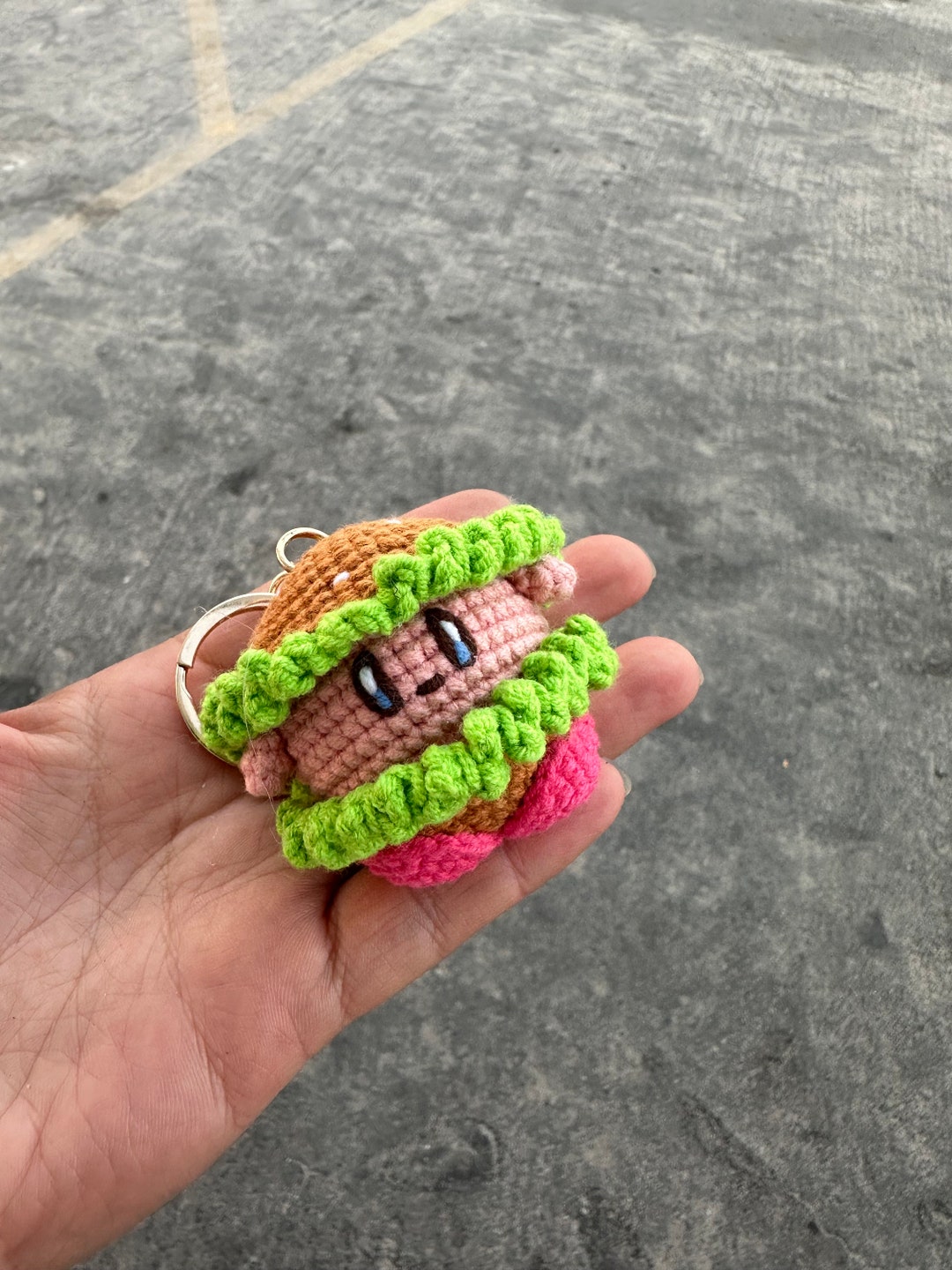 Burger Kirby Keychain/ Crochet Keychain/cute Amigurumi Keychain ...