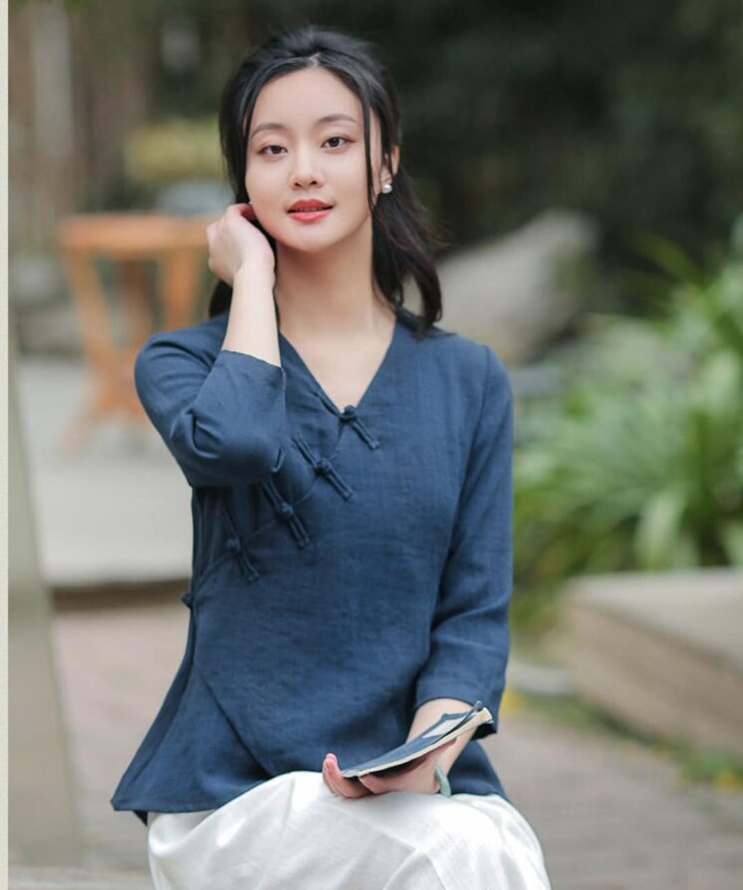 Modified Blue Linen Chinese Top, Hanfu Top, Cheongsam Summer Top, Hanfu ...