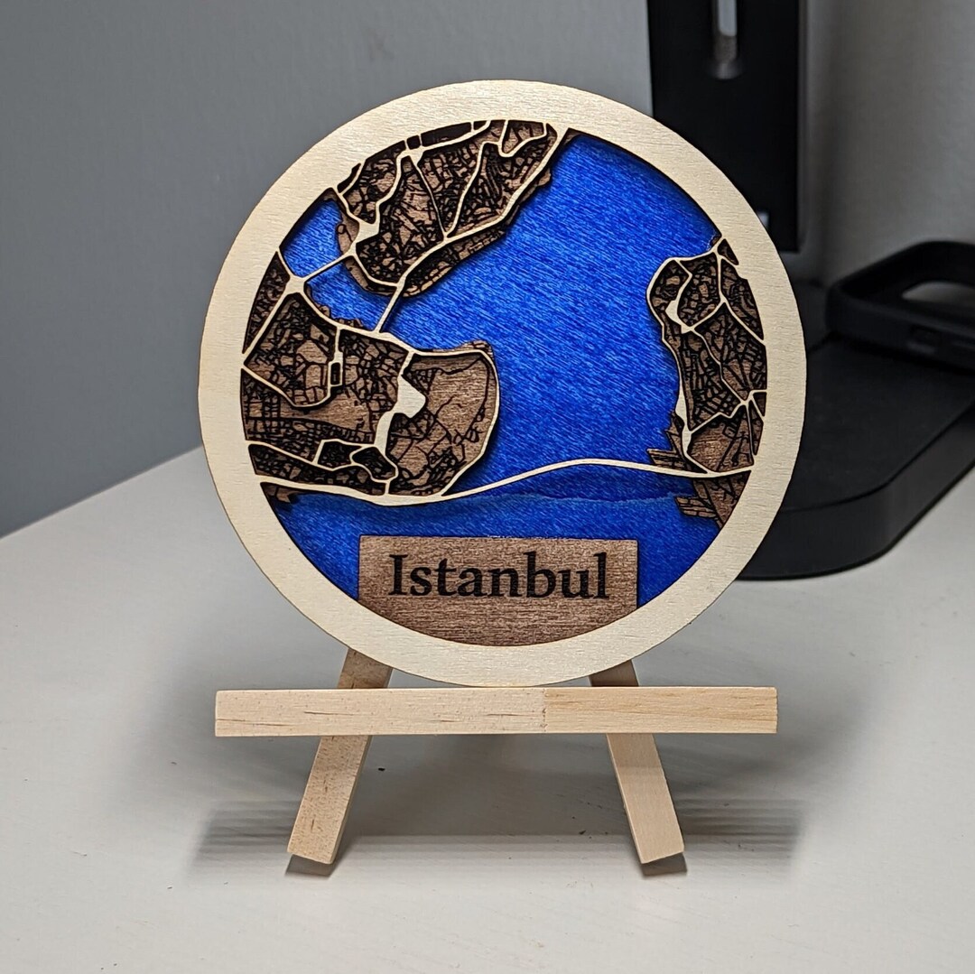Istanbul Street Map Wood Mini Easel, 3D City Plan Décor, Laser Cut City ...