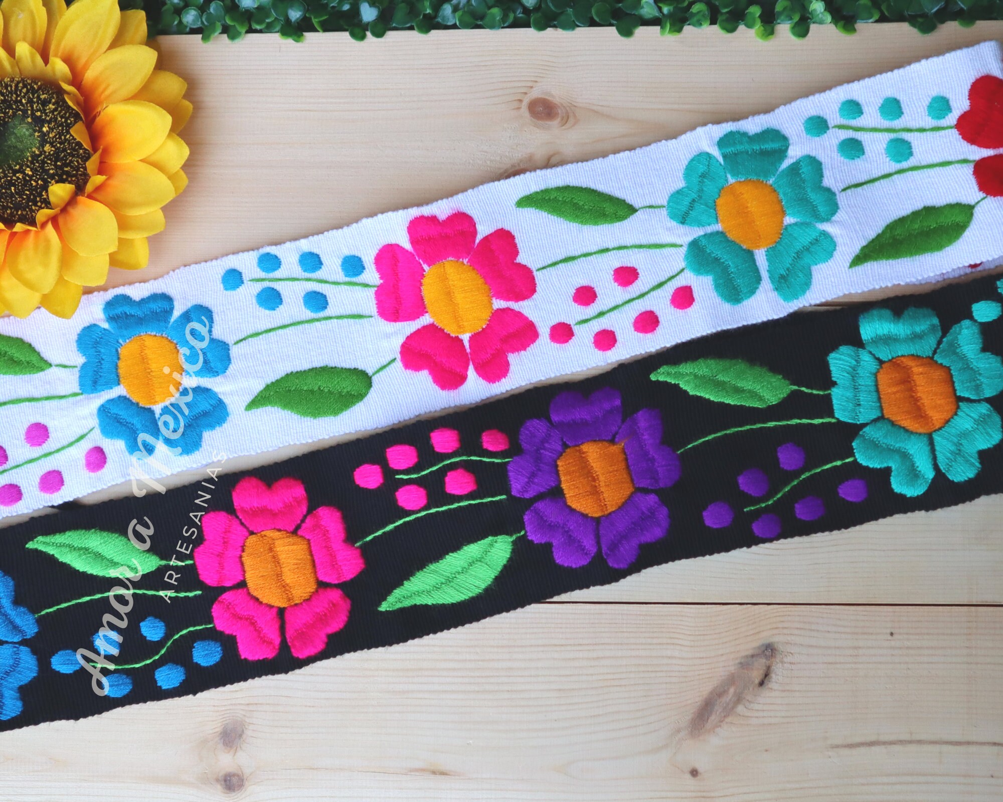 Mexican Embroidered Belt, Traditional Sash, Adjustable Artisan Waist ...