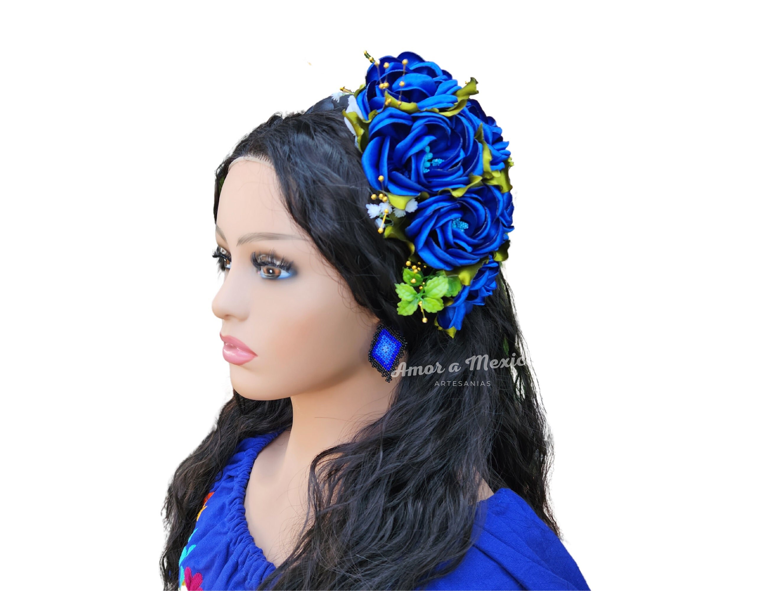 Blue Roses Headpiece Floral Headband Wedding Traditional - Etsy