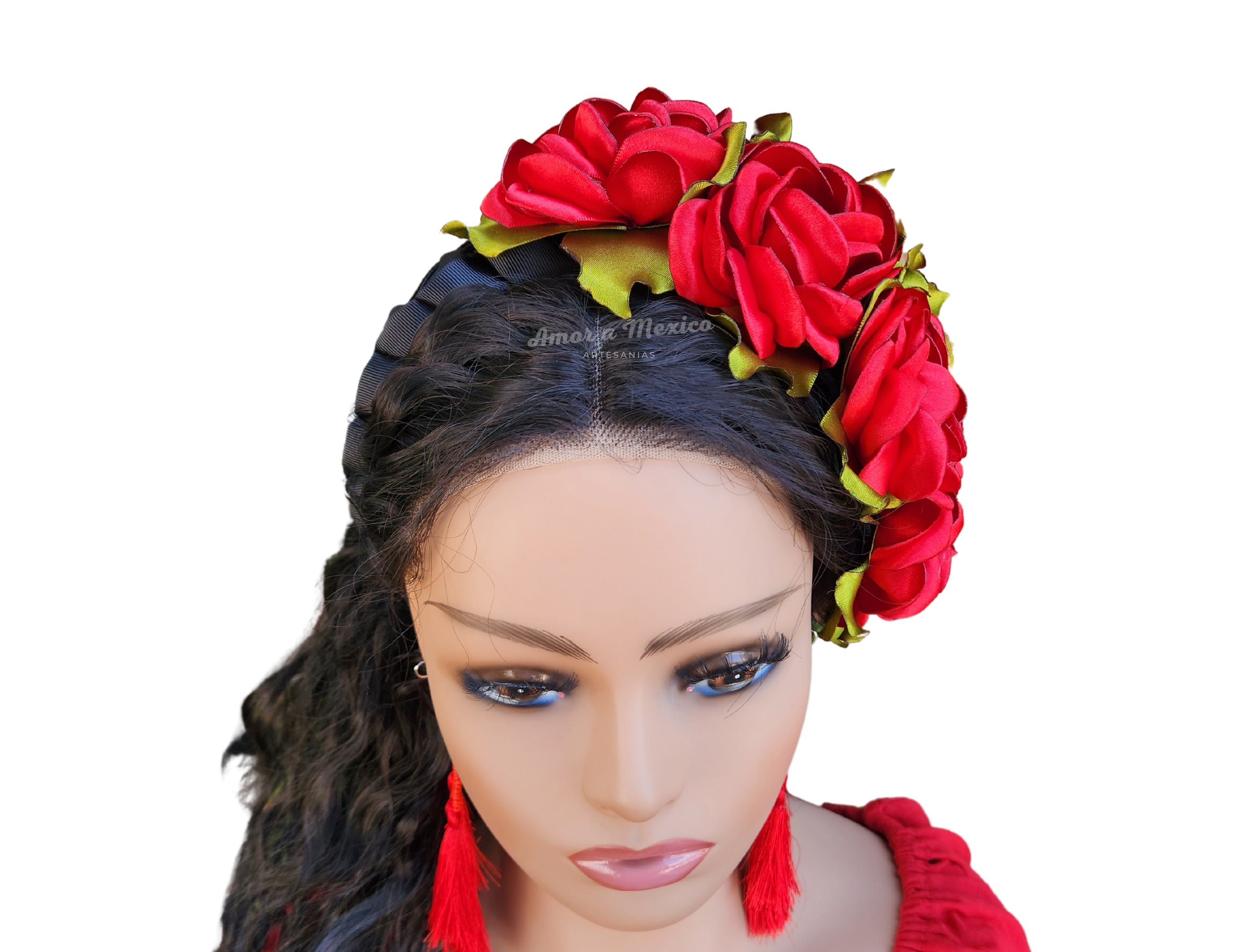 Red Roses Headpiece Floral Headband Wedding Traditional - Etsy