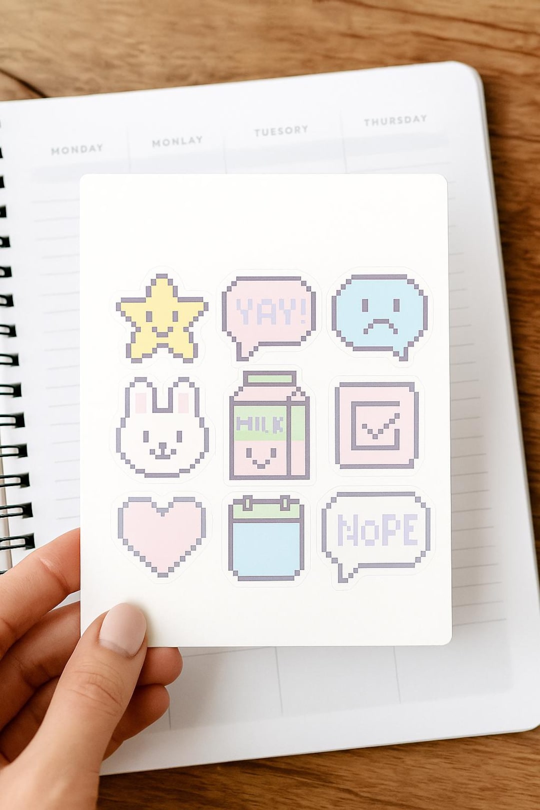 Bunnie's Pastel Pixel Sticker Sheet PNG | Cute Digital Planner Stickers ...