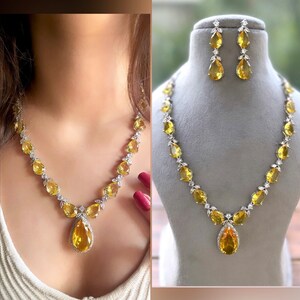 Aqua Blue American Diamond Pendant Set ,classy Cz Zircon Jewelry,prom ...