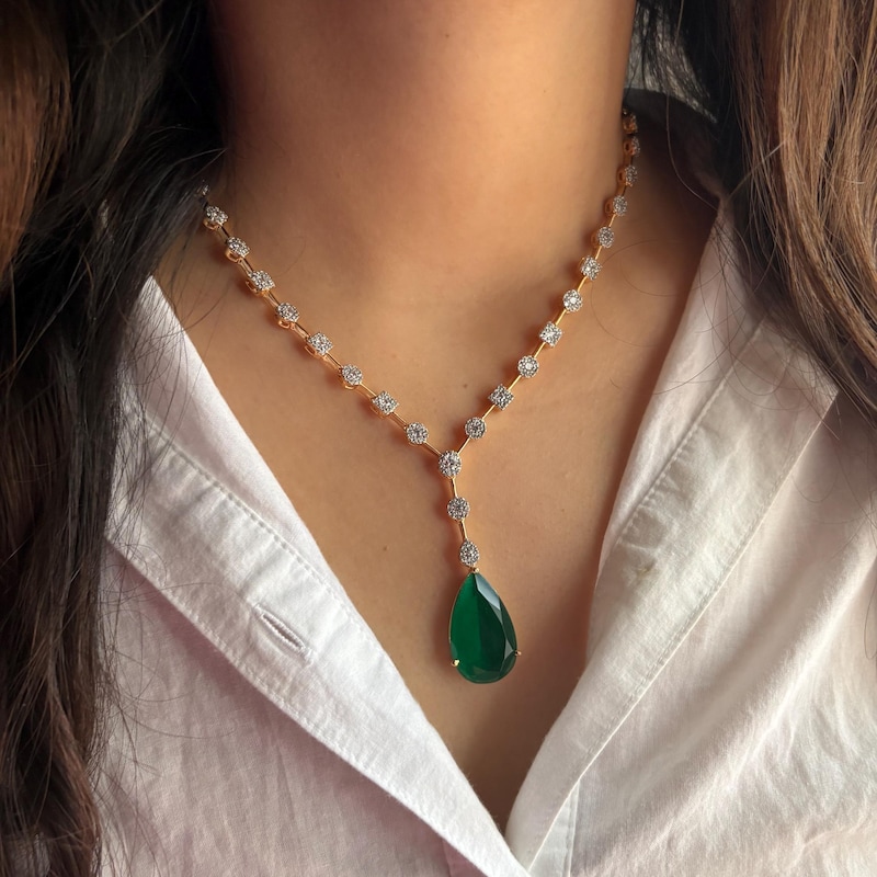 Green Cz Bling Necklace - Etsy