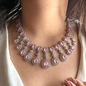 NAAZ Emerald Green CZ Necklace American Diamond Necklace Indian Jewelry ...