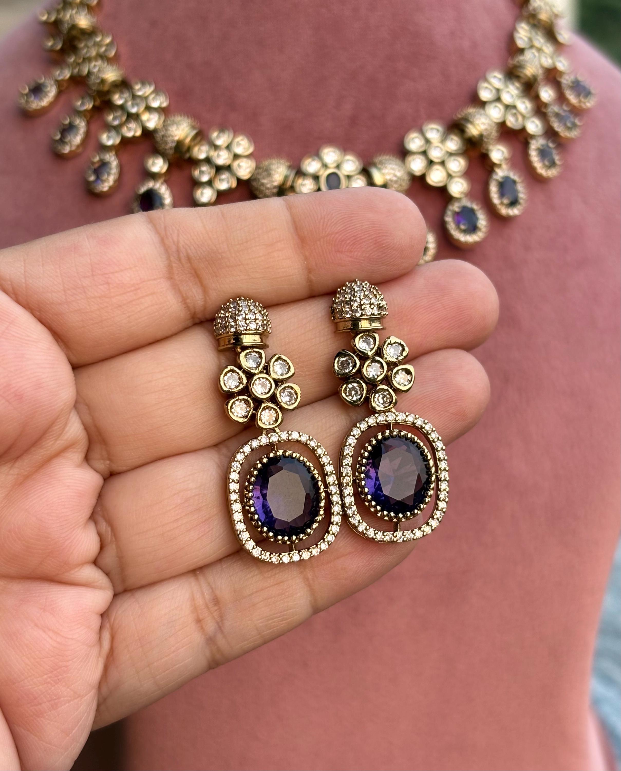 RIMAYA Sabyasachi Inspired Purple Colour Kundan and Zircon Sleek ...