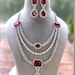 Multilayer Ruby Red Necklace Earrings Statement American Diamond ...
