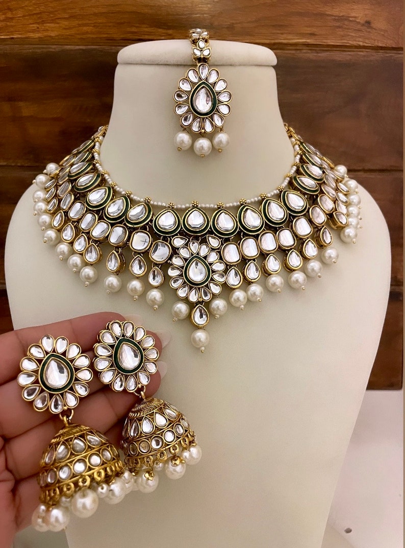 Hot Pink Kundan Necklace Set Wedding Jewelry Pakistani Set Bollywood Jewelry Punjabi Indian ...