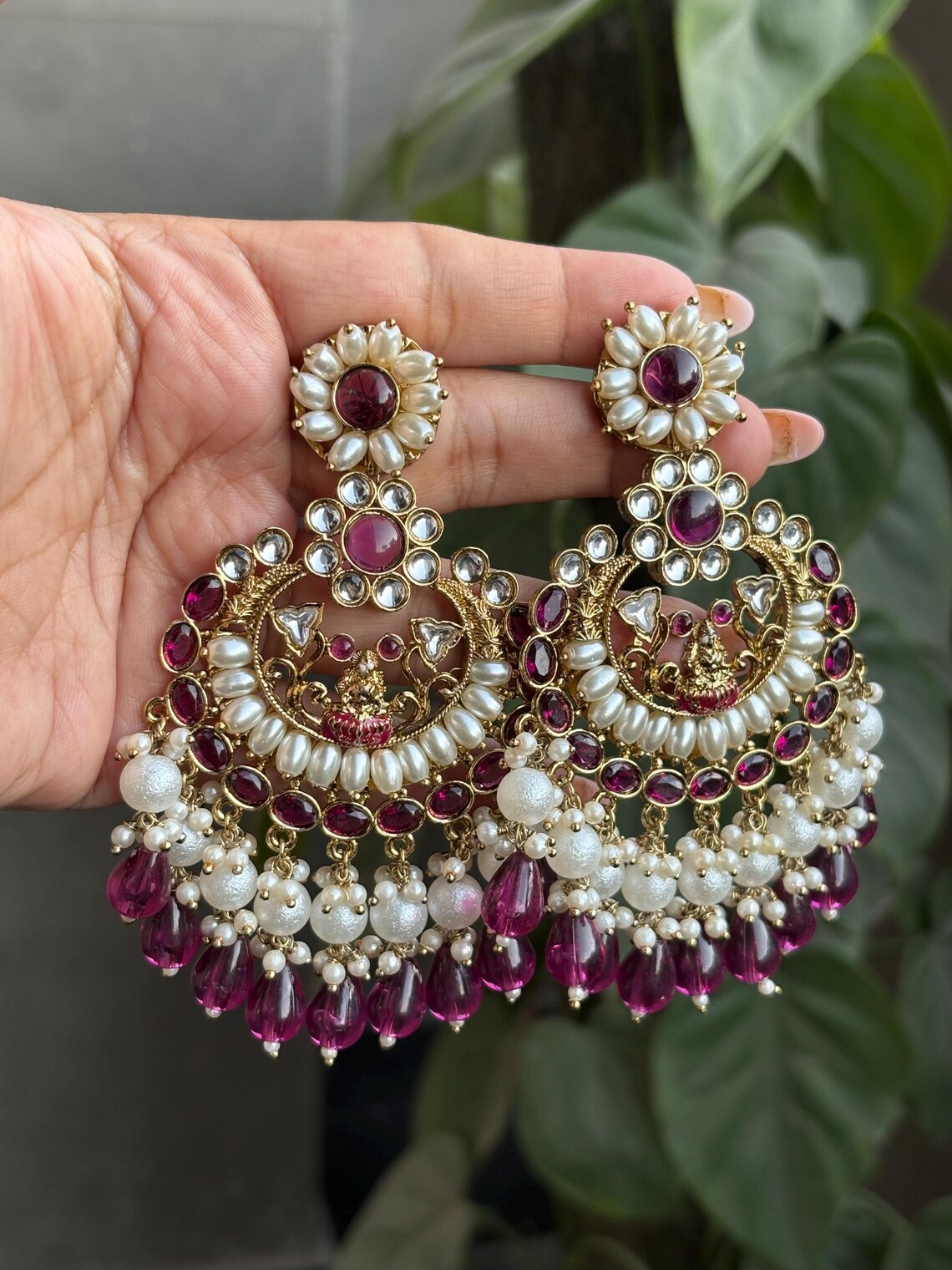 DEVI Yellow Earrings/ Wedding Bridal Kundan Earrings /navratri Function ...