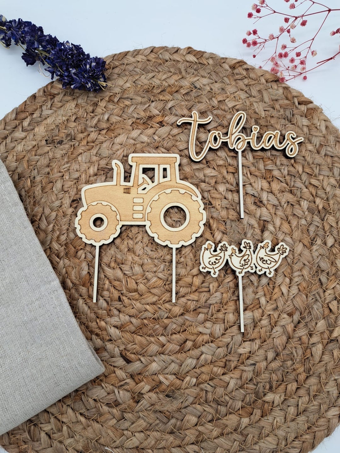 Caketopper Farm Tractor Chickens - Cake Topper for Cake - Birthday ...
