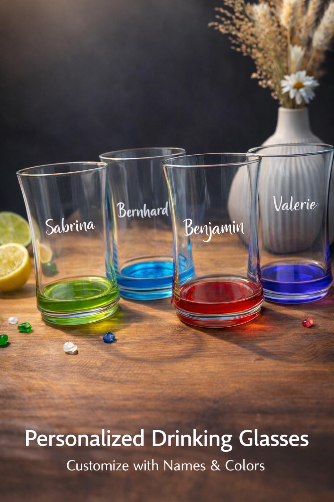 Personalized Water Glass - Colorful Glass - Family - Unique - Birthday ...