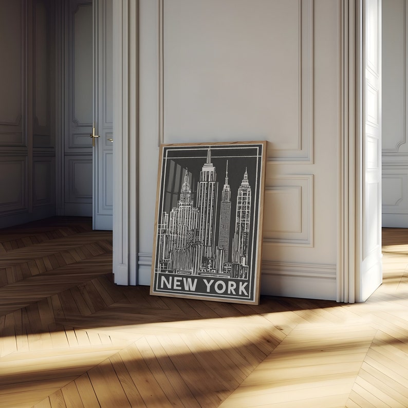 New York City Skyline Poster, New York City Vintage Print, Trendy ...