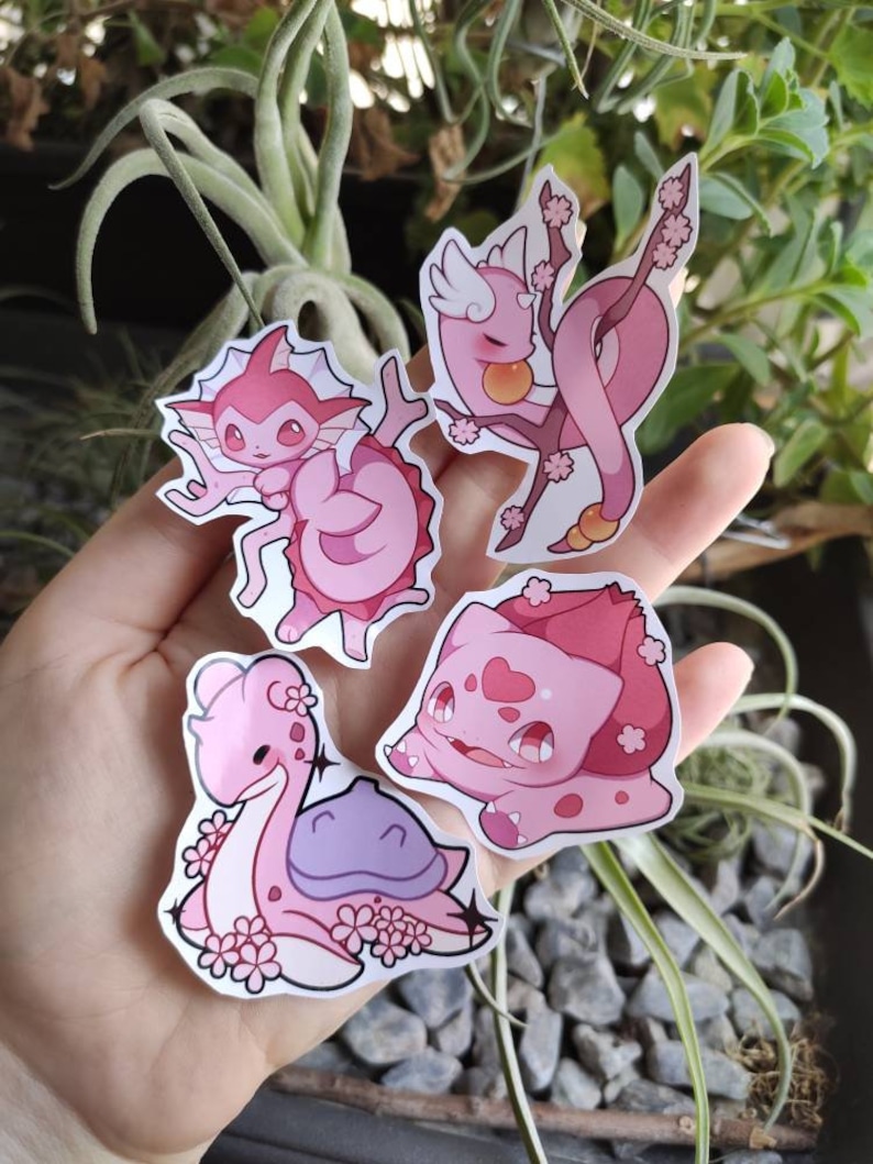Pack Pegatinas Kawaii pink pokemon Glossy Stickers super | Etsy