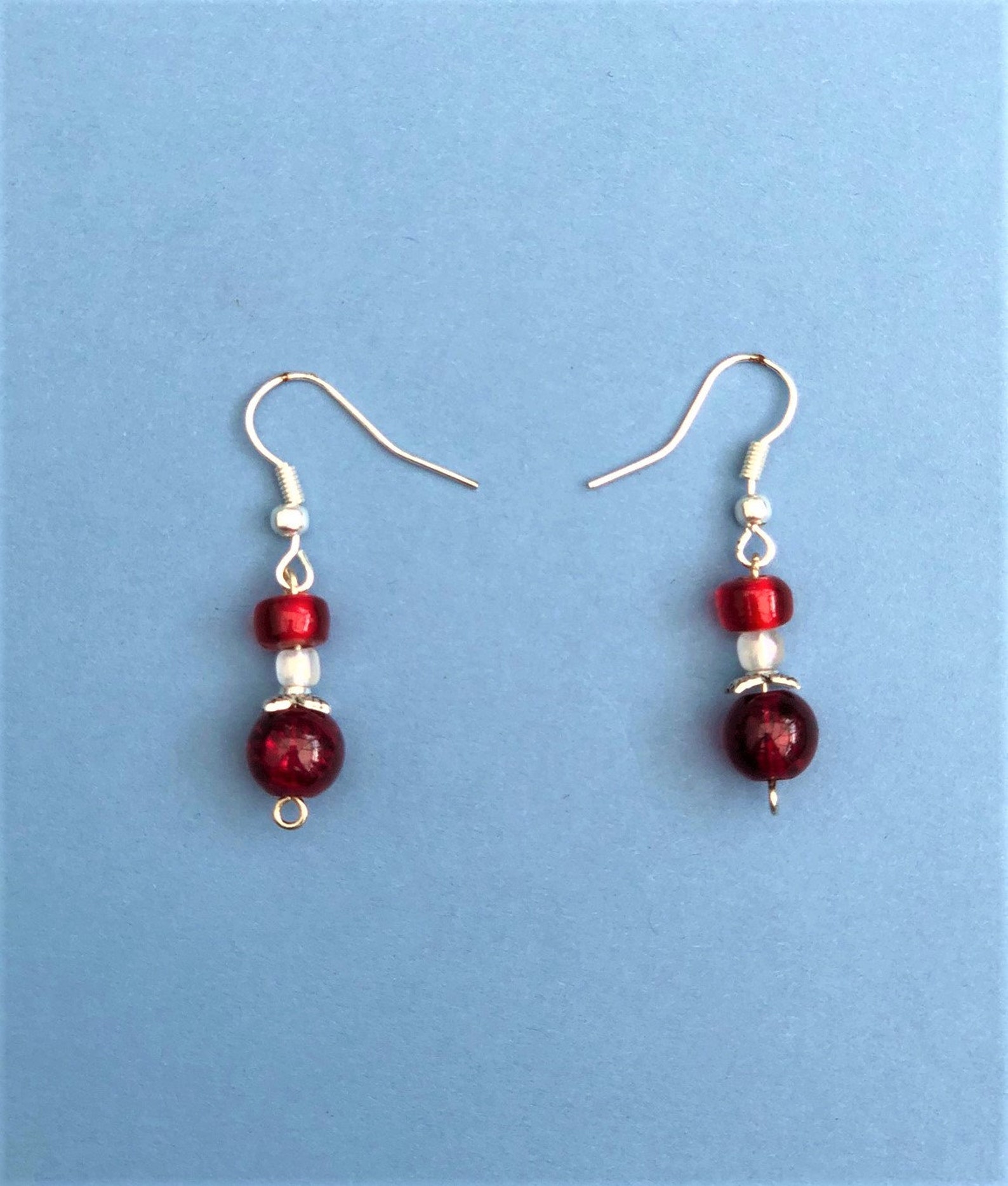 Earrings Red Beaded Earrings Etsy