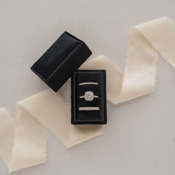 Black Ring Box Three Slot - Etsy
