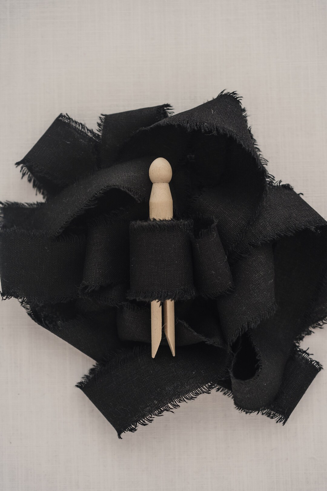 Black Linen Ribbon, 1.5 by the Yard Neutral Cotton Ribbon, Hand Dyed ...